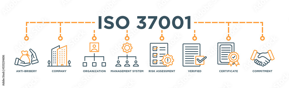 ISO 37001 banner web icon vector illustration concept for Anti-bribery Management System (ABMS ...
