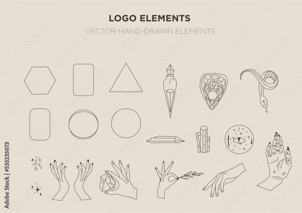 Vector logo creator. Logo Design element set isolated on pastel ...