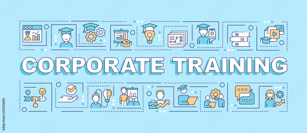 Corporate training word concepts blue banner. Employee student ...