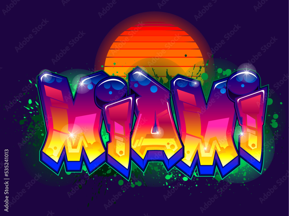 Graffiti Styled Urban Street Art Tagging Design - Miami Stock Vector ...