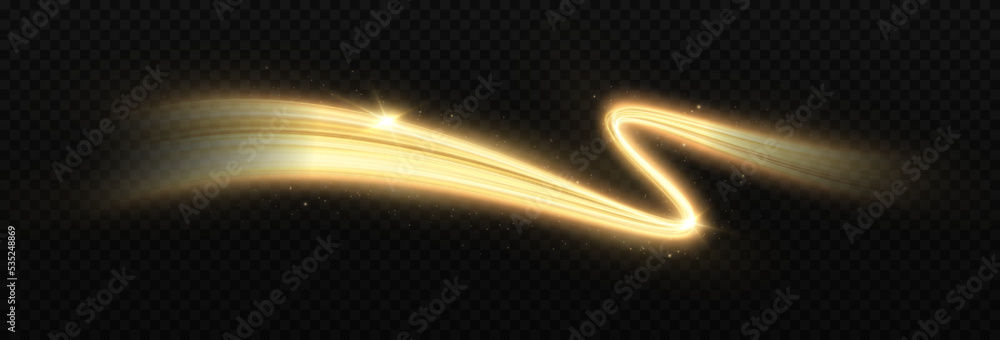 Golden curve wave with shiny effect. Luxury dynamic motion lines effect ...
