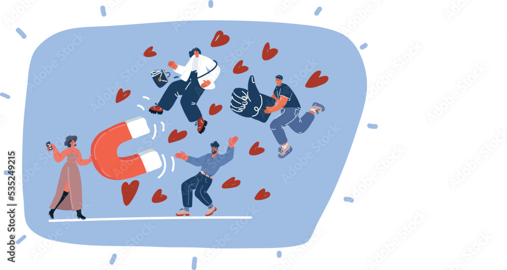 Vector illustration of Attracting followers, follow us on social media ...