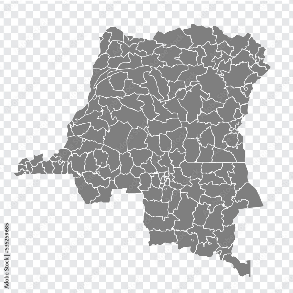 Fototapeta Blank map Democratic Republic of the Congo. Districts of DR ...