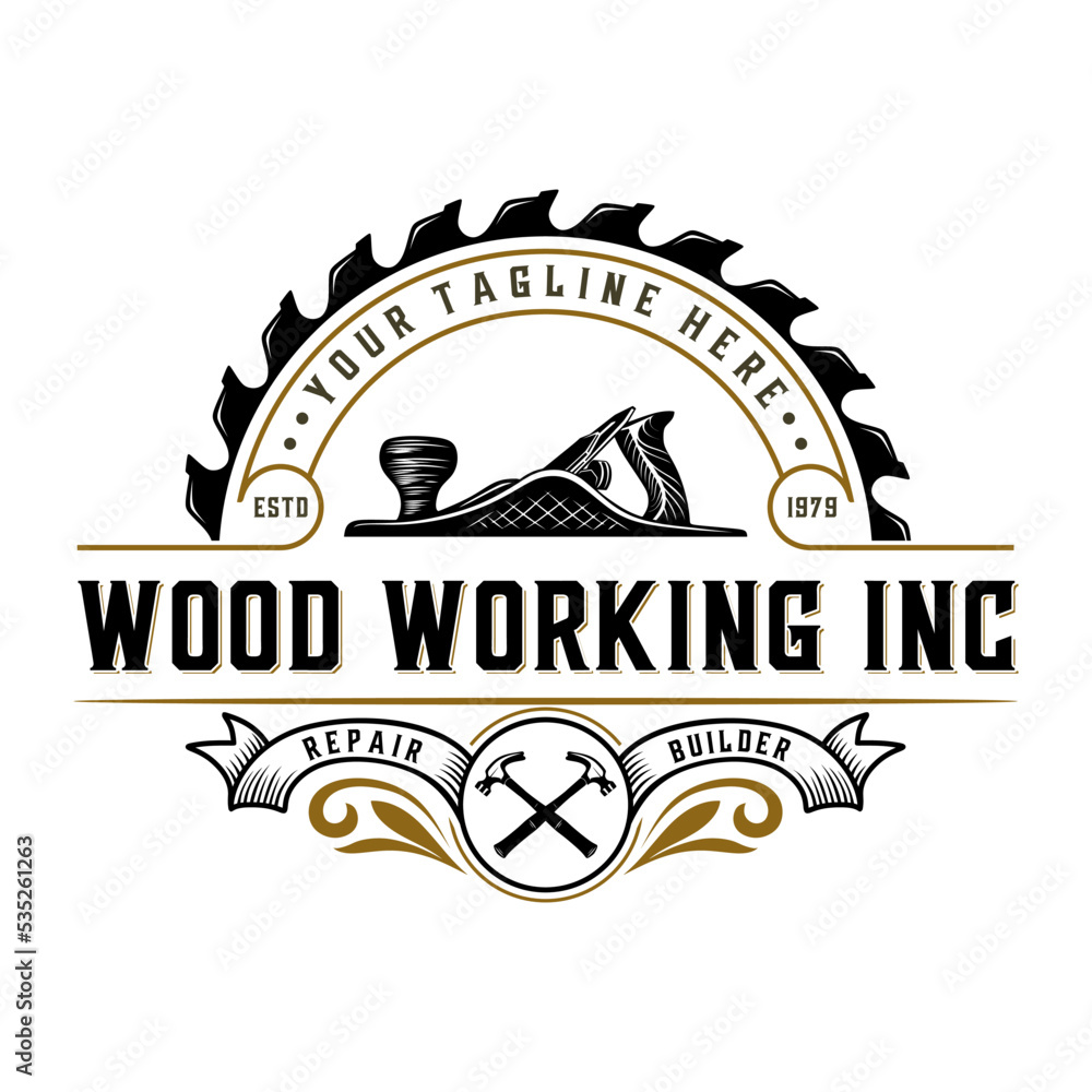 carpenter vintage logo design. handcraft and saw icon, for carpentry ...