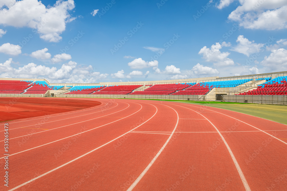 Red runway and seat scene in the stadium Stock Photo | Adobe Stock