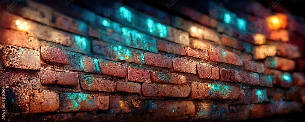 Abstract neon brick wall illustration Stock Illustration | Adobe Stock