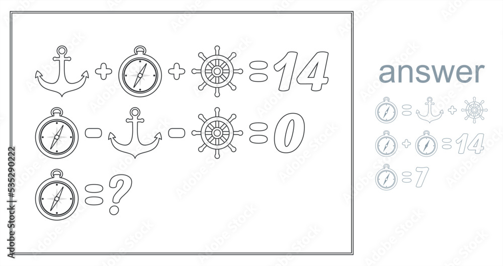 Mathematical puzzles. rebus for children and adults. count numbers. A ...