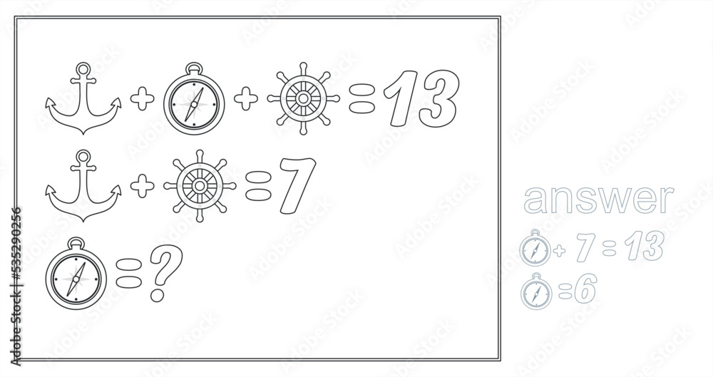 Mathematical puzzles. rebus for children and adults. count numbers. A ...
