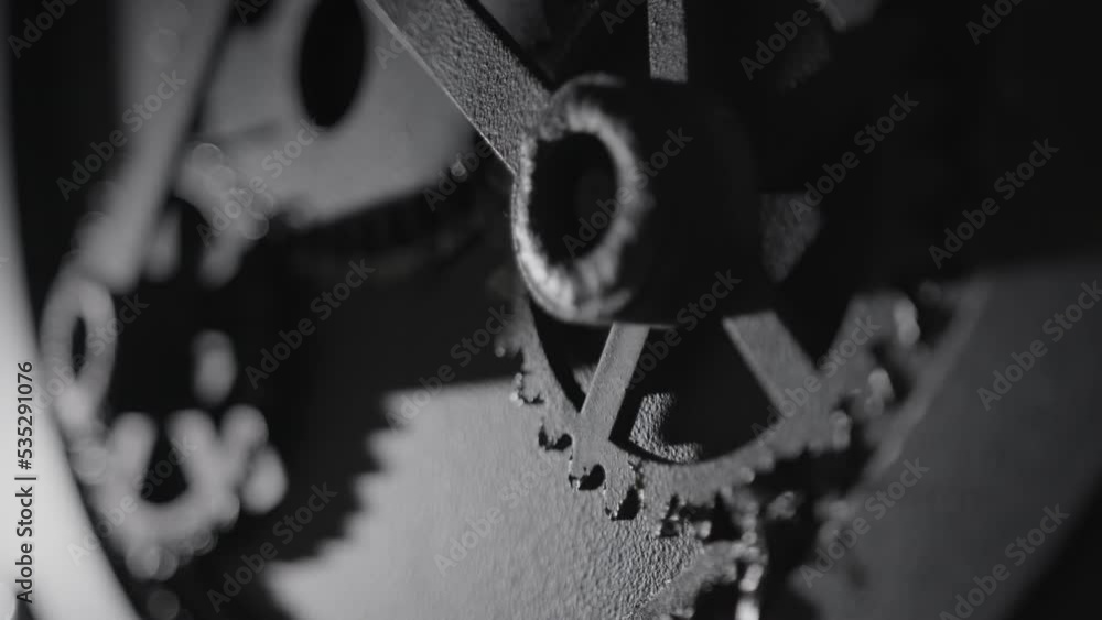 Video Stock Vintage mechanism with rotating gears. Black cogwheels of ...