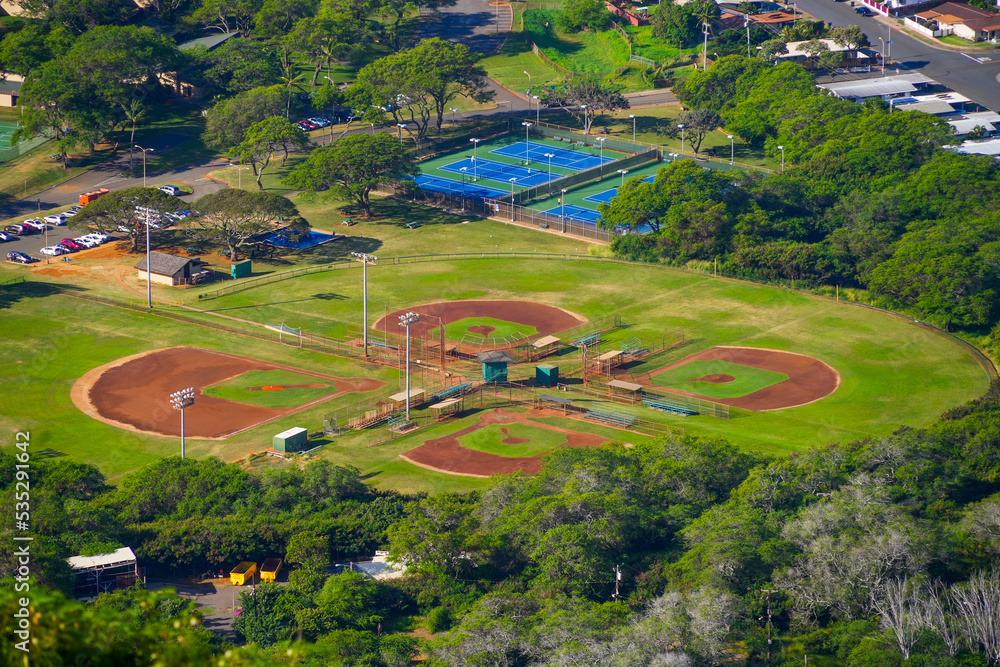 Baseball fields in Koko Head District Park in the eastern suburbs of ...