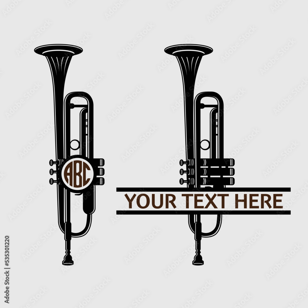 Trumpet SVG Cut File, Band Svg, Jazz Svg, Trumpet Frame, Trumpet ...