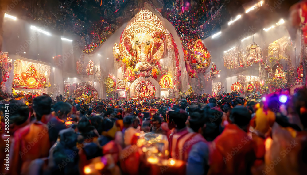 AI generated image of a very large Hindu Lord Ganesha pandal for the ...