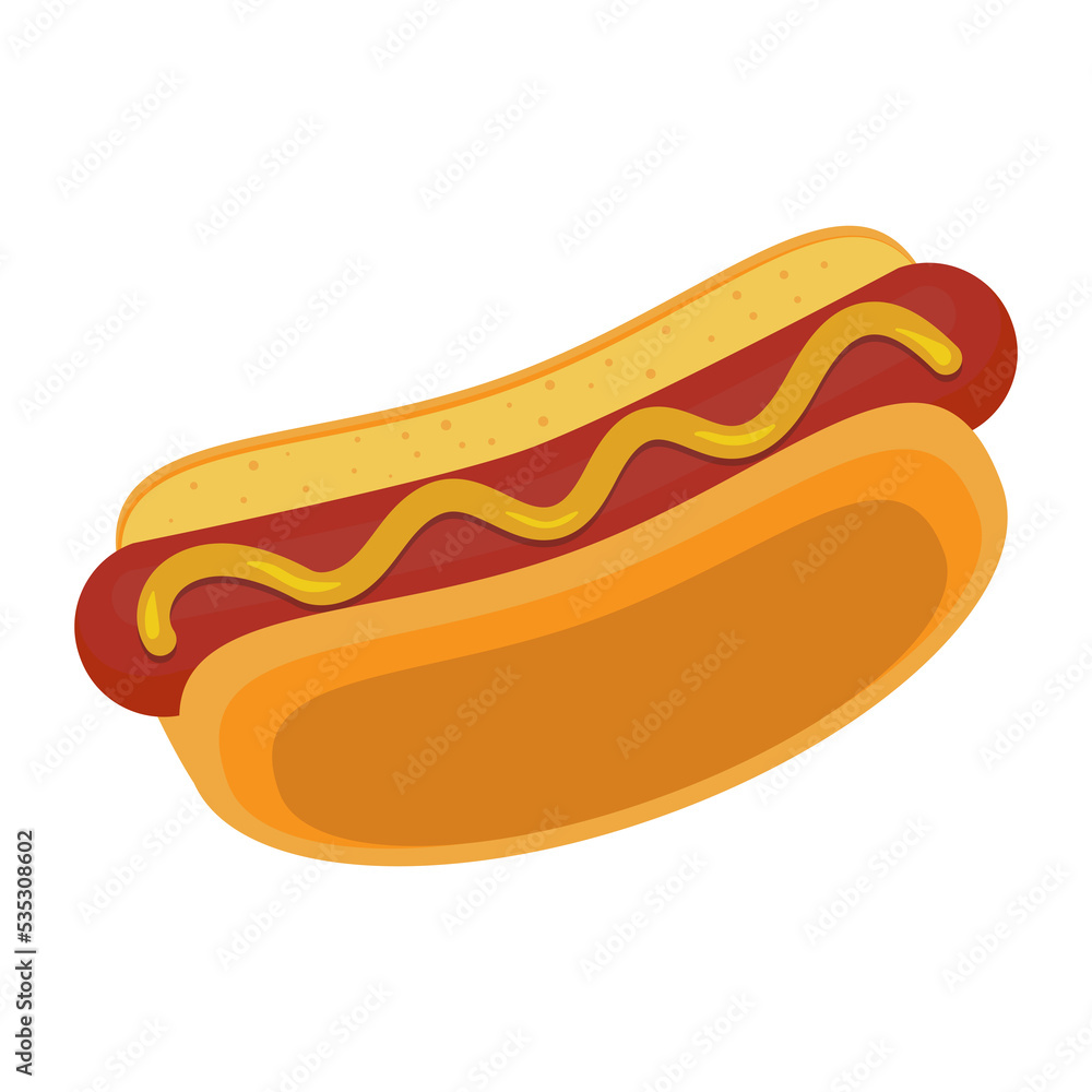 Hot Dog. Vector isolated flat illustration of fast food for poster ...