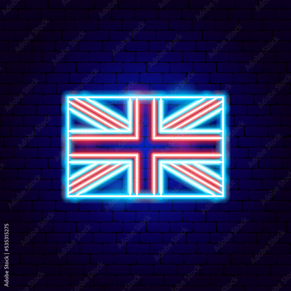 Great Britain Flag Neon Sign. Vector Illustration of Country National ...