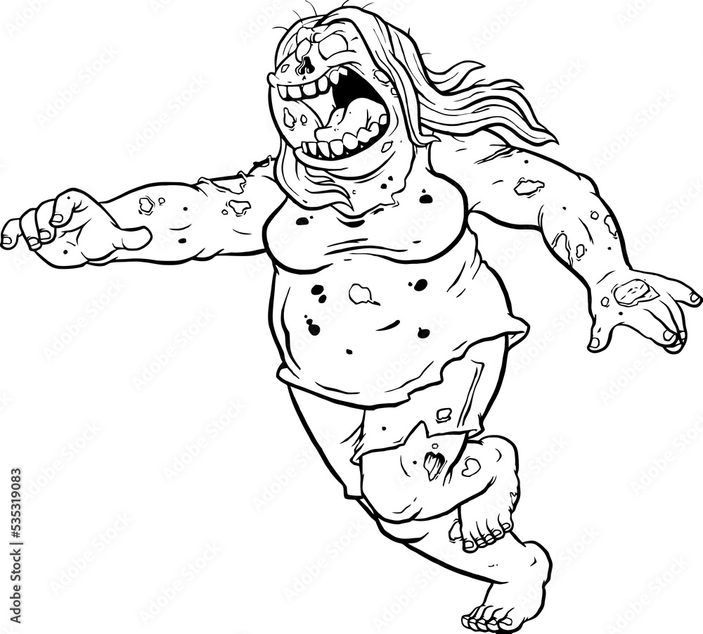 cartoon Fat girl Coloring page Stock Illustration | Adobe Stock