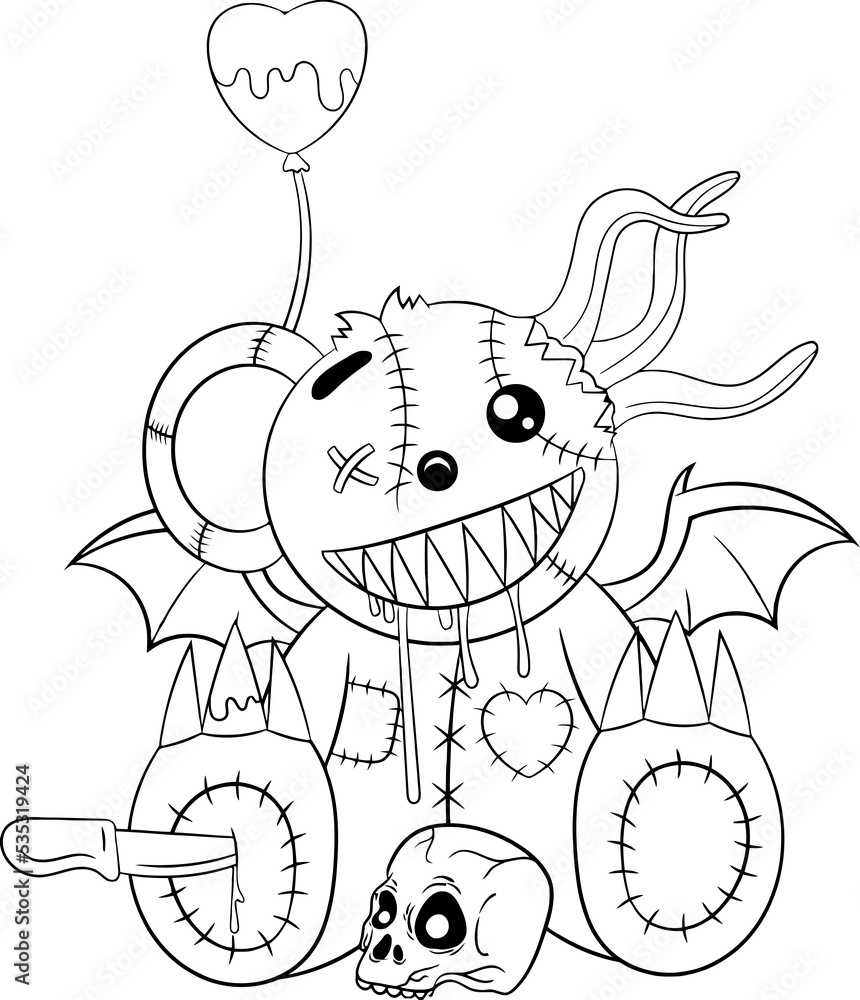 Pastel goth coloring page for kids Stock Illustration | Adobe Stock