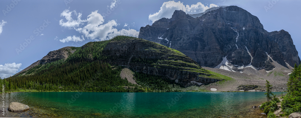 Hiking to Lake Annette in Banff National Park, passing forests and ...