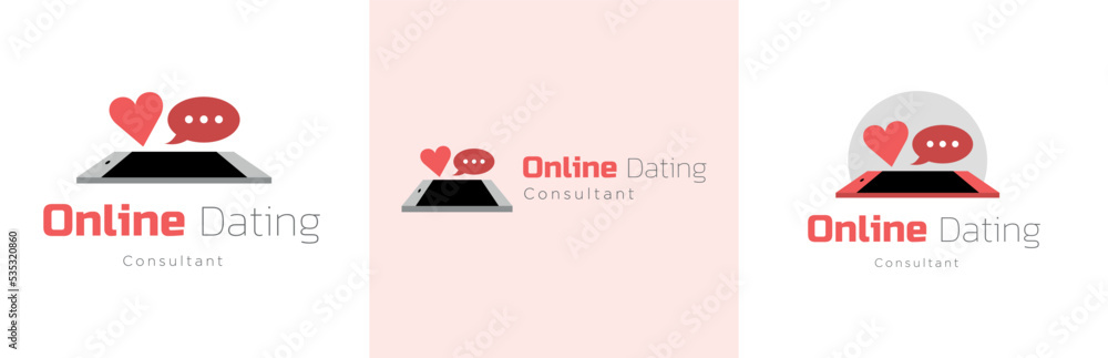 Dating consultancy logo design set, relationship support business ...