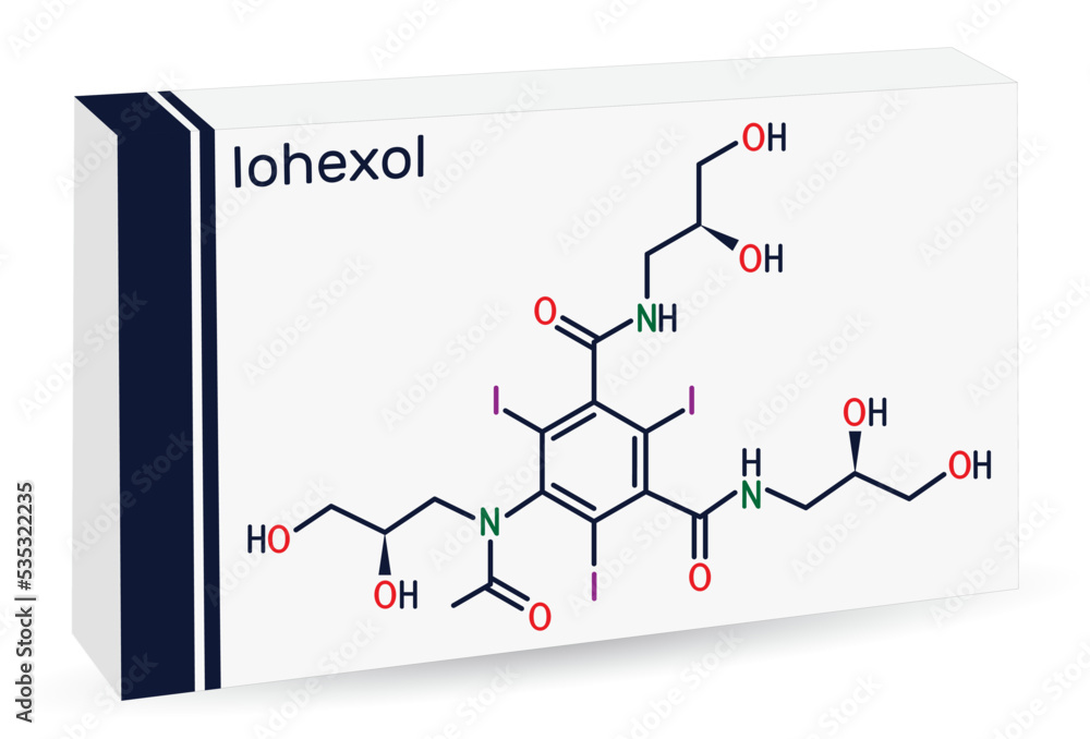 Iohexol molecule. It is contrast agent used in myelography and contrast ...