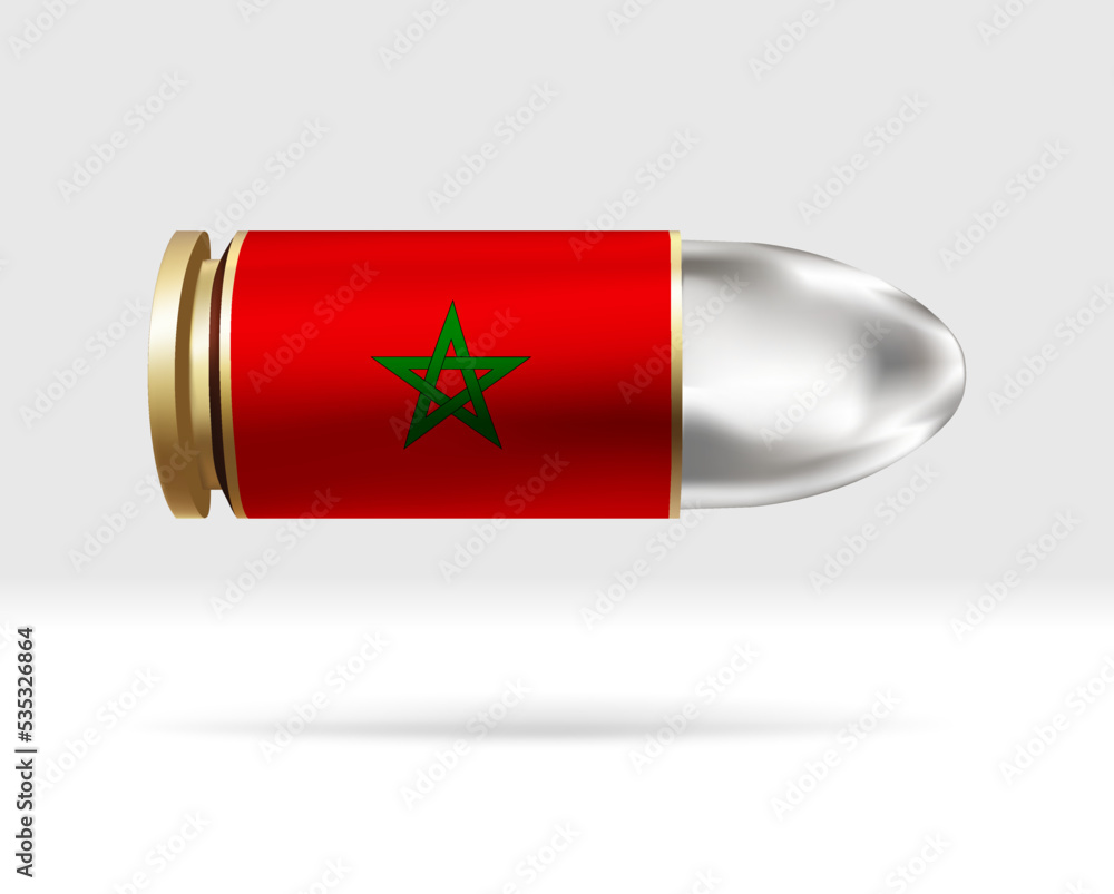 Morocco flag on bullet. A bullet danger moving through the air. Flag ...
