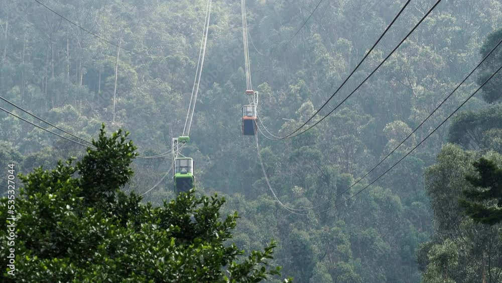 Cable cars at Monserrate mountain in Bogota, the capital and largest ...