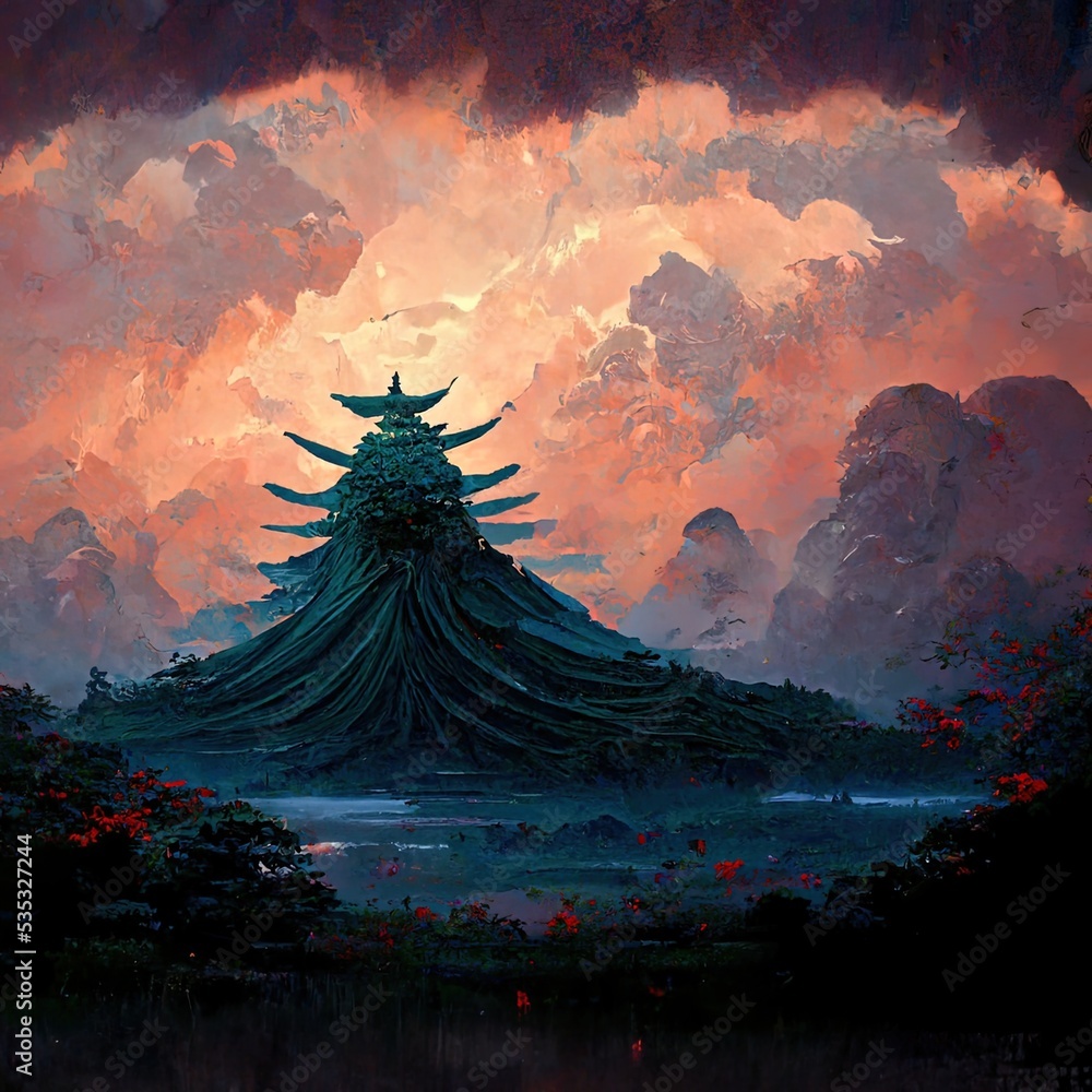 Fantasy Landscape Dark Figure in Center - Digital Art, Concept Art, 3D ...