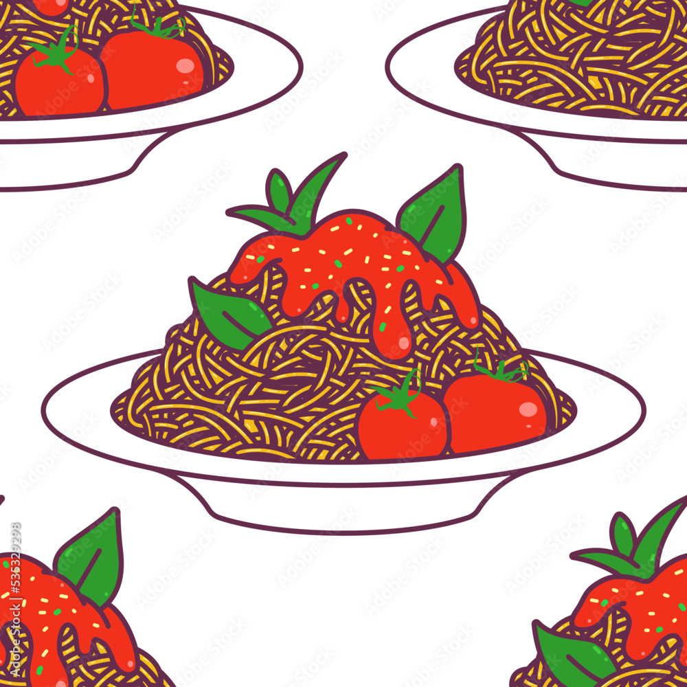 Spaghetti vector cartoon seamless pattern background for wallpaper ...