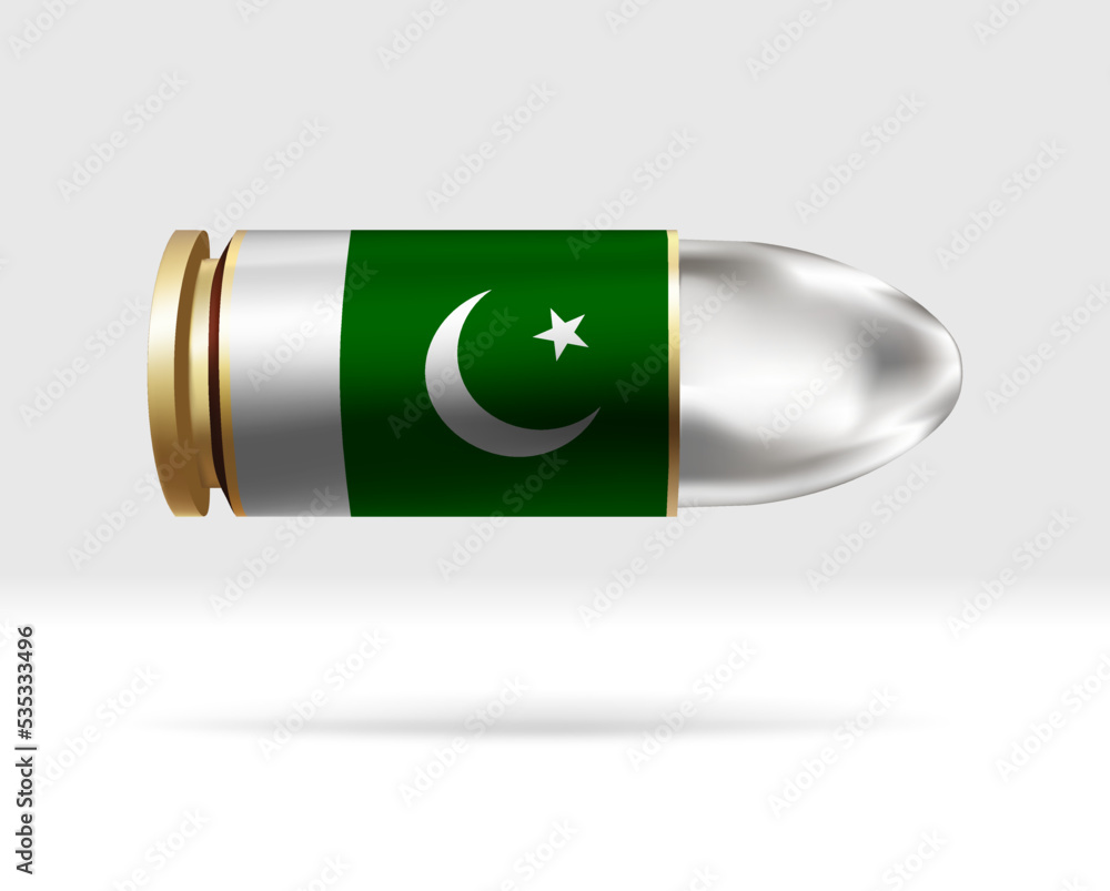 Pakistan flag on bullet. A bullet danger moving through the air. Flag ...
