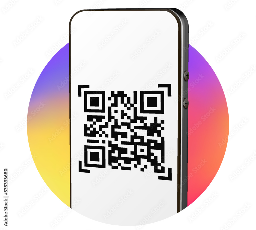 Code scan icon. Digital mobile smart phone with qr code scanner on ...
