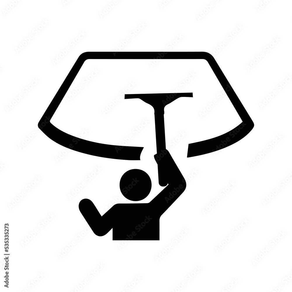 Car mirror window wiper icon | Black Vector illustration | Stock Vector ...
