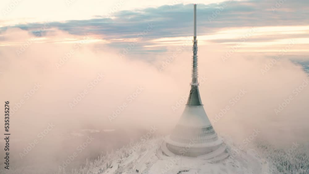 Jested broadcast tower with hotel built on forestry mountain top ...