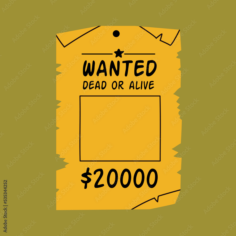 Wanted poster . Wild west outlaw gangster. Western reward flyer. Vector ...