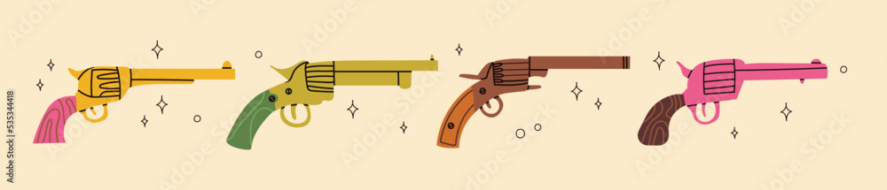 Vetor de Cowboy western theme wild west concept.Hand drawn colorful ...