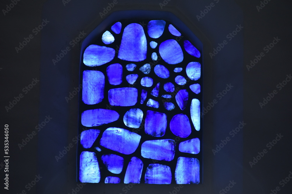 Thick Blue Stained Glass, Interior View, Church of Santiago Tlatelolco ...