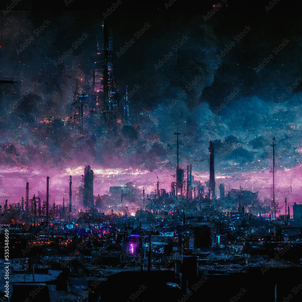 Ai generated - Science fiction city dystopia illustration of futuristic ...
