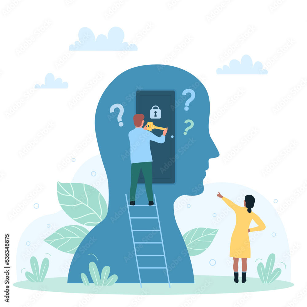 Psychotherapy, work with subconscious and opening of mind vector ...