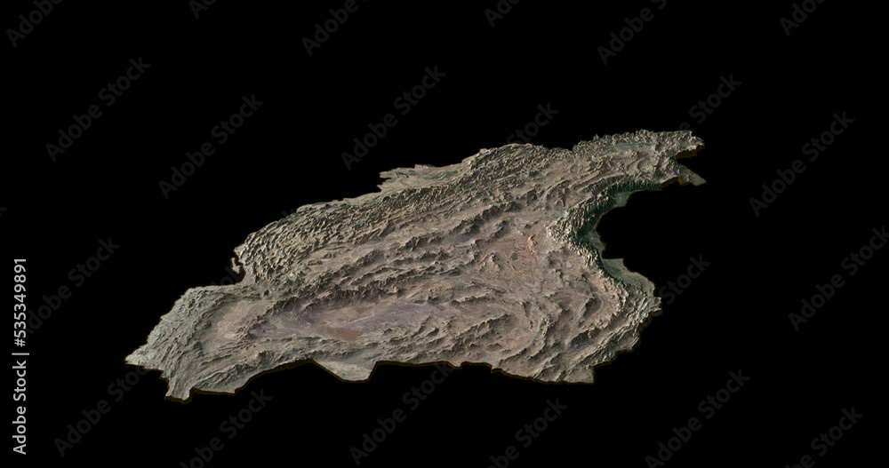 Iran east to west map with 3d relief 4K satellite ground height Stock ...