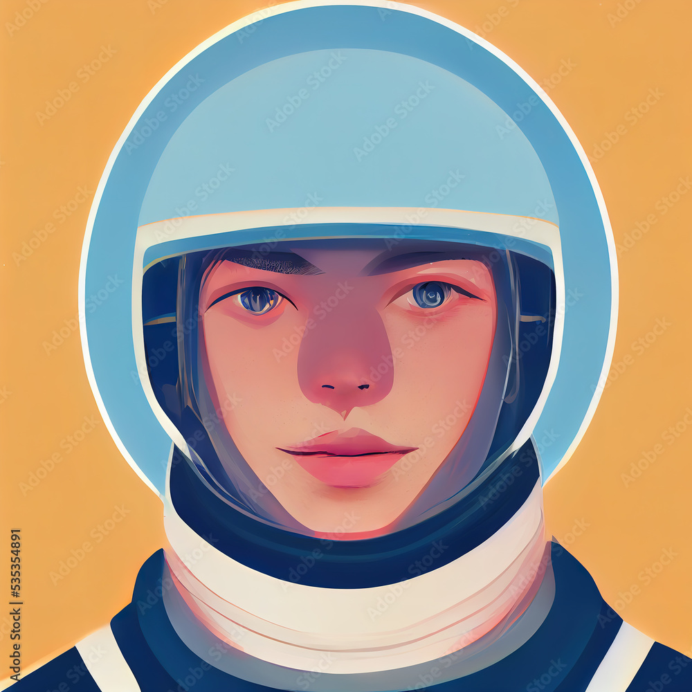 Astronaut face in spacesuit illustration. Portrait of an astronaut ...