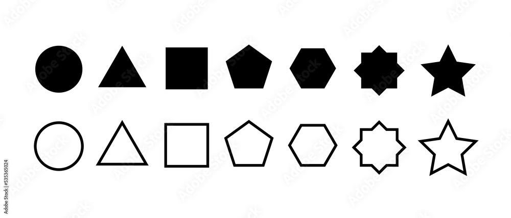 Collection Black Basic Geometric Shape Geometric Figure Icon Vector Illustration Stock Vector
