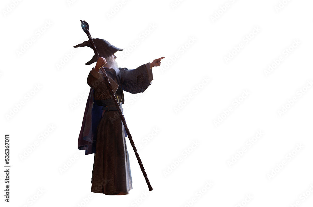 Merlin Wizard figure halloween background render 3d on transparent ...