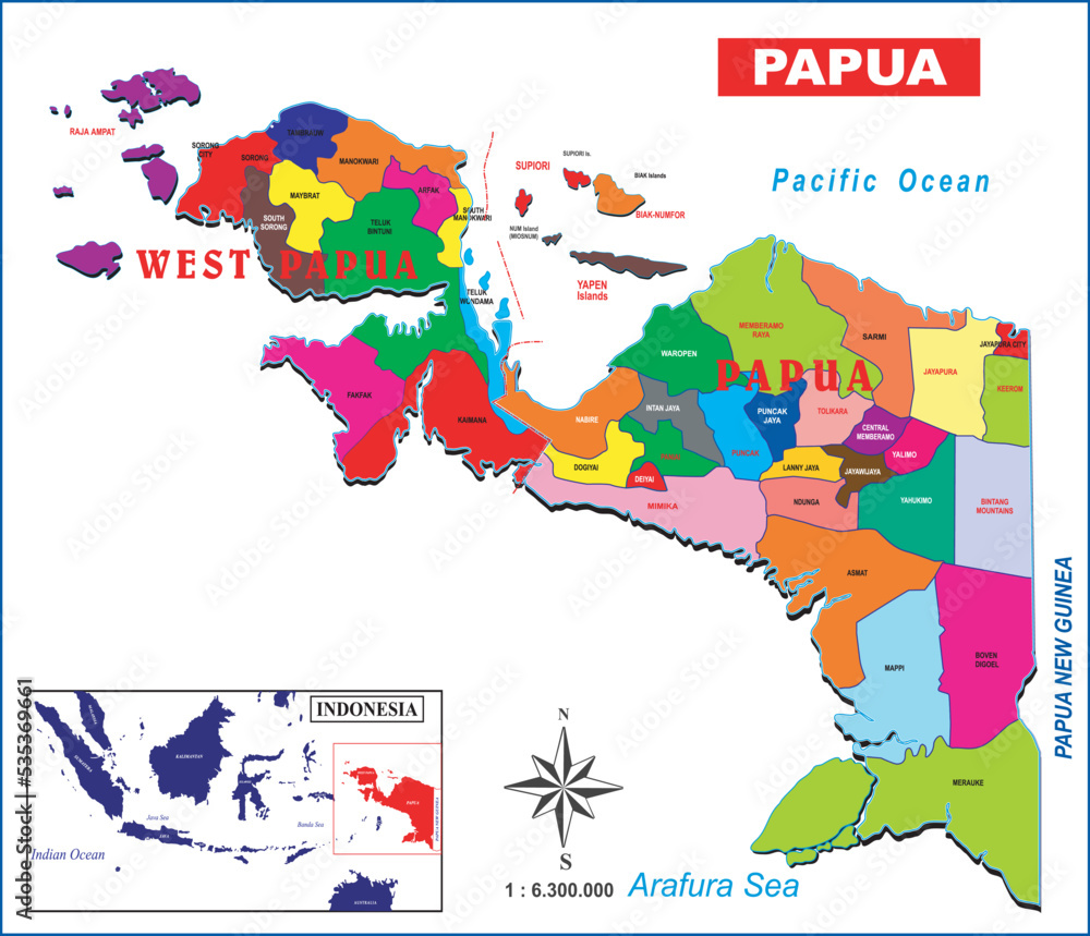 vector Map of Papua Indonesia with two provinces: West Papua and Papua ...