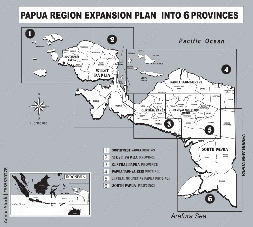 Vector map of papua in the plan to expand into 6 provinces outline ...