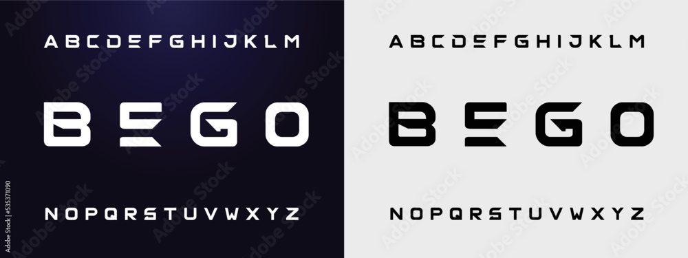 BEGO Sports minimal tech font letter set. Luxury vector typeface for ...
