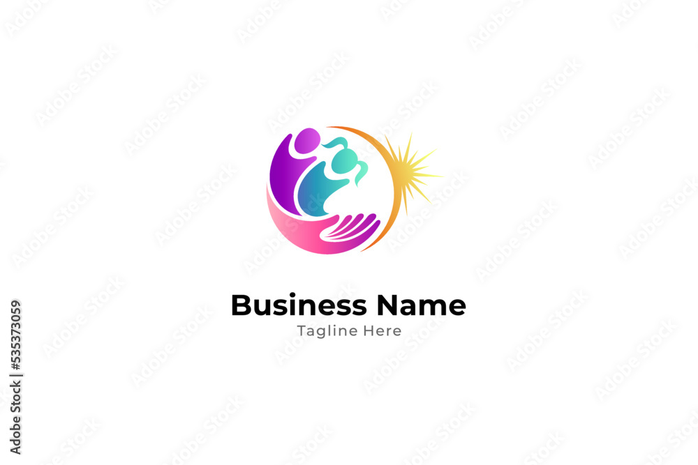 Childcare logo with sun, Kids world logo Stock Vector | Adobe Stock