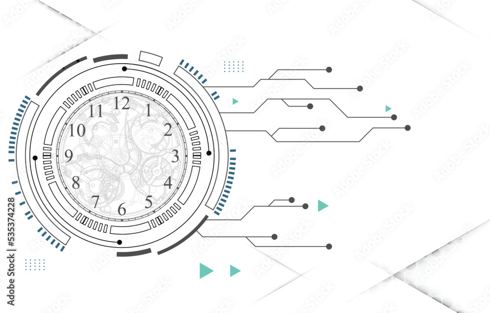Technology white vector background.analog technology clock.time speed ...