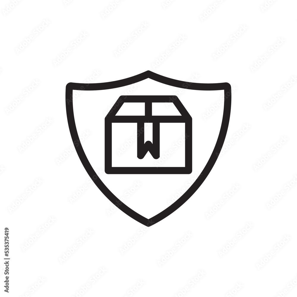 shipping box with shield symbol. Secure delivery icon vector. Product ...