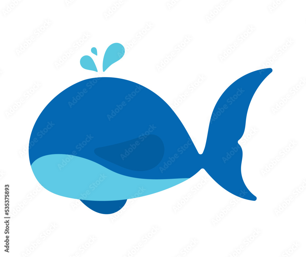 Cute Blue Whale Sea Animals Icon Clipart in Isolated Flat Vector ...