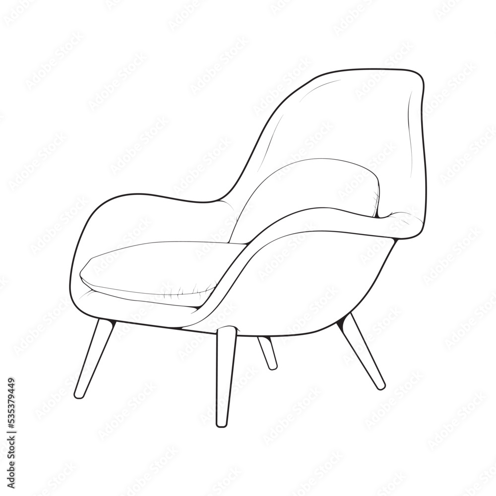 Sofa or couch line art illustrator. Outline furniture for living room ...