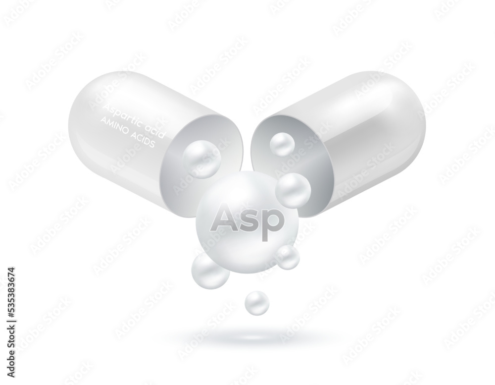 Aspartic amino acid float out of the capsule. Vitamins complex and ...