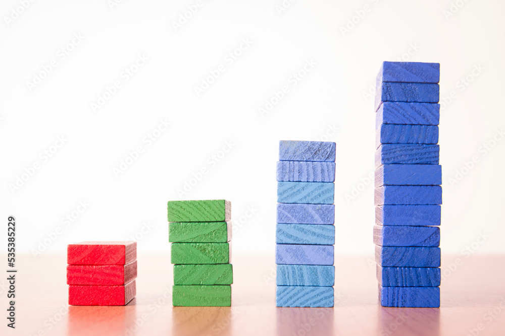 four column increase bar graph Stock Photo | Adobe Stock